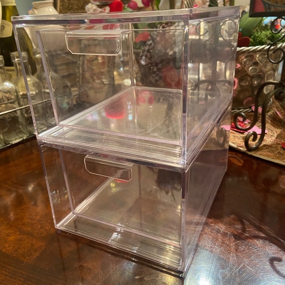 Office | Stori Audrey Stackable Clear Bin Plastic Organizer Drawers 2 ...